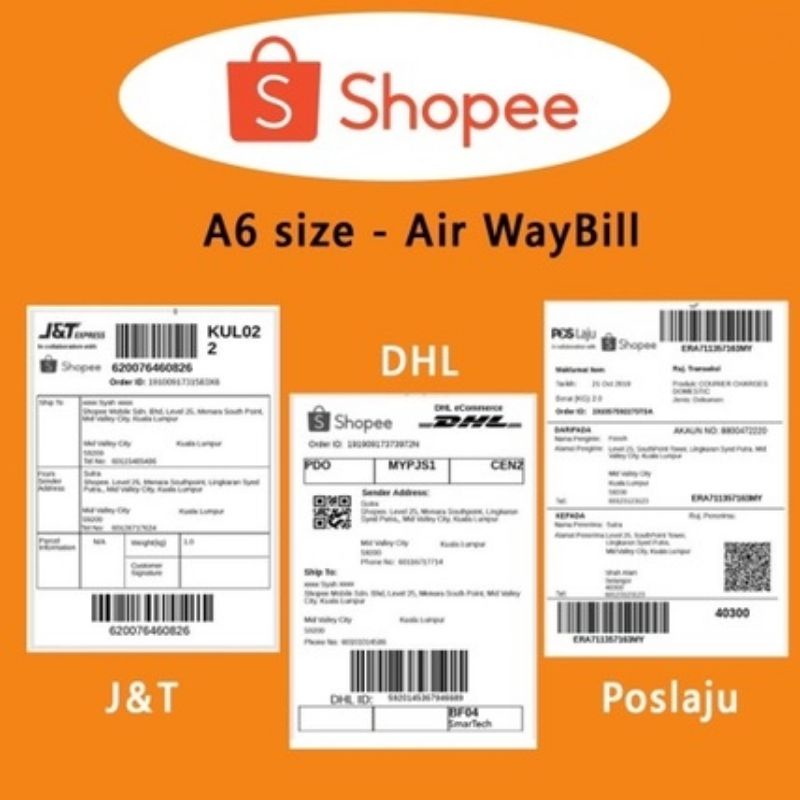 A6 Thermal Sticker Thermal Paper Shopee Waybill Pos Laju JT express ...