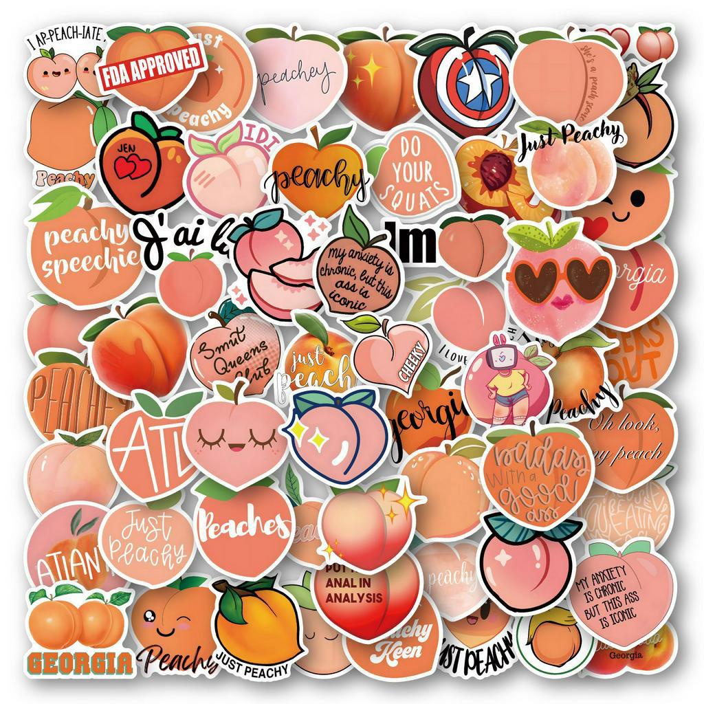 60 Sheets New Style peach peach Graffiti Stickers Waterproof Luggage ...