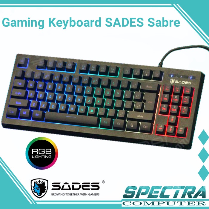 Gaming Keyboard Sades Sabre TKL RGB - Black - Membrane backlight ...