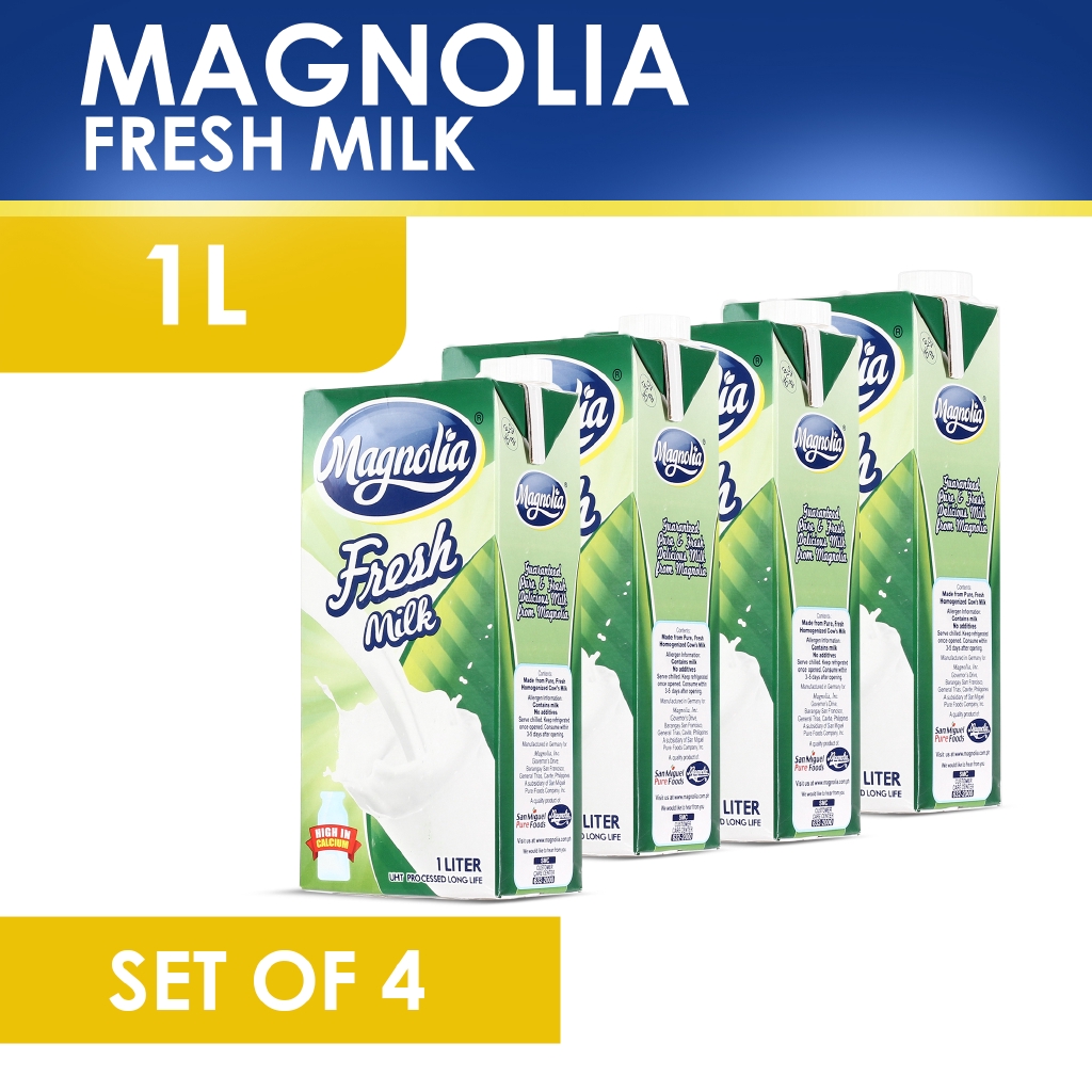 MAGNOLIA Fresh Milk 1L 100% Fresh Cow's Milk, High in Calcium (Set of 4 ...