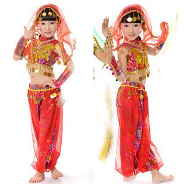 MERAH Bap.t.006 Traditional Indian Costume Children Red Color Full set ...