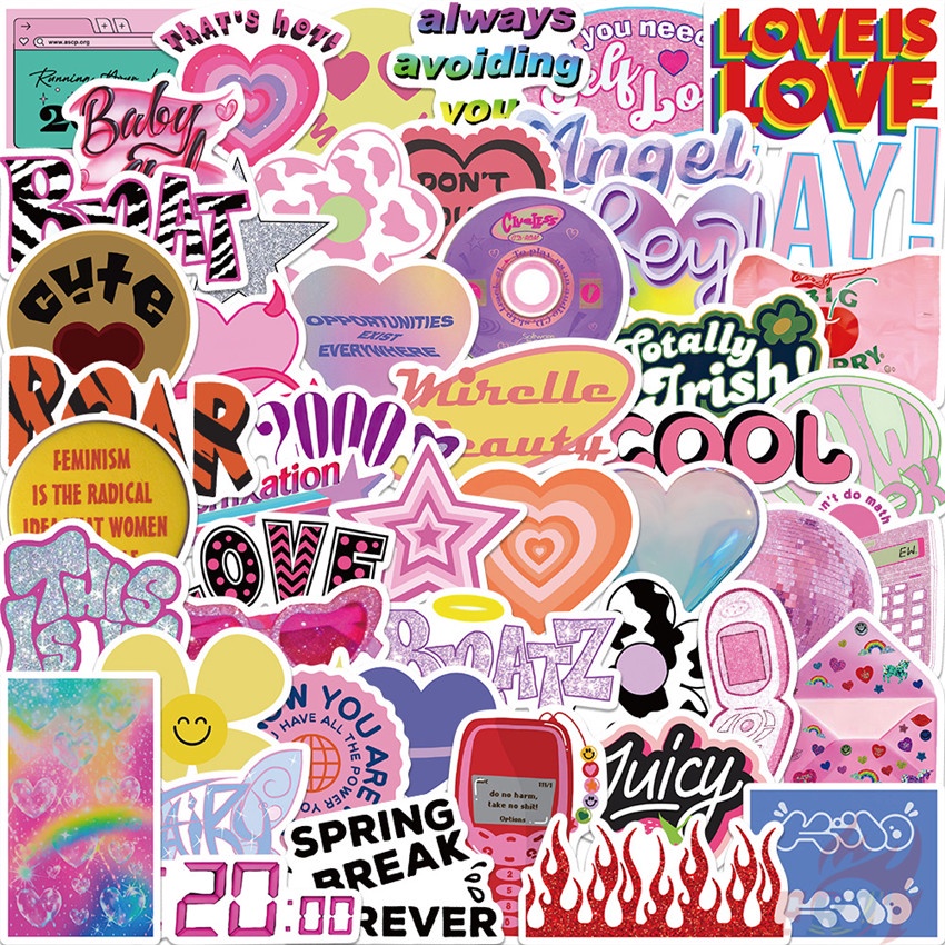 Pink Love Series 02 Retro Stickers 50Pcs/Set DIY Fashion Waterproof ...