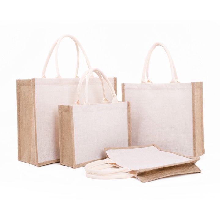 Abaca bag Burlap Bag Jute Tote Bag Plain Sling Shoulde Bag white side ...