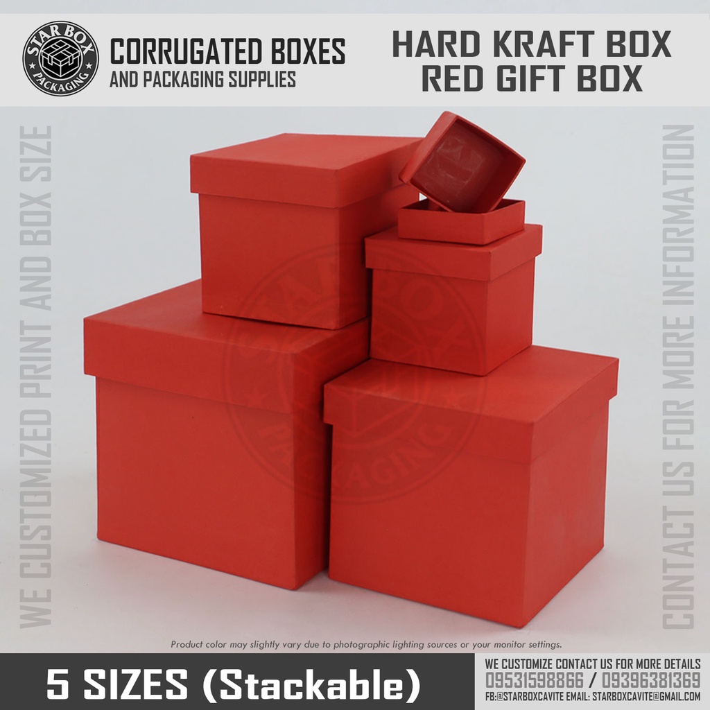 Red Hard Kraft Box (Gift Box / Stackable / 4 Colors / 5 Sizes ...