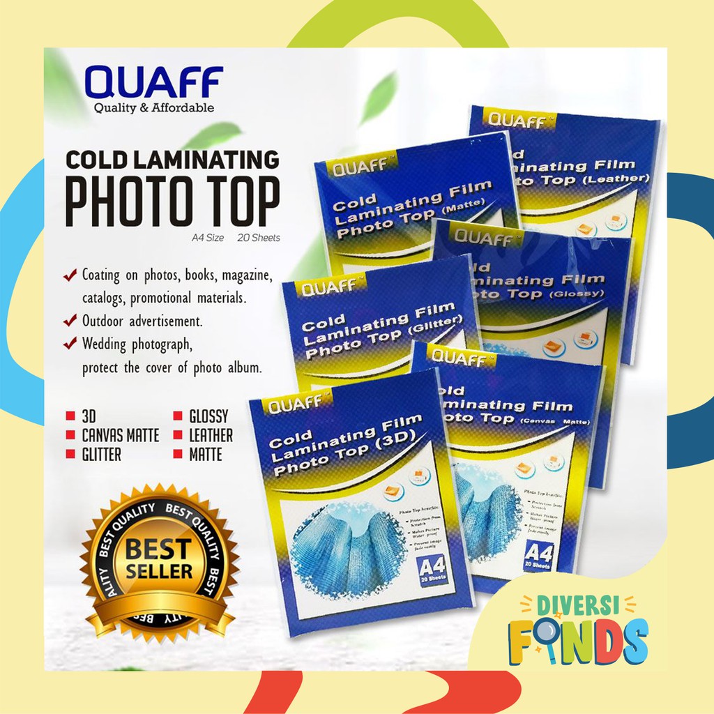 1 Pack Quaff Photo Top Cold Laminating Film A4 Size - MATTE / GLOSSY ...