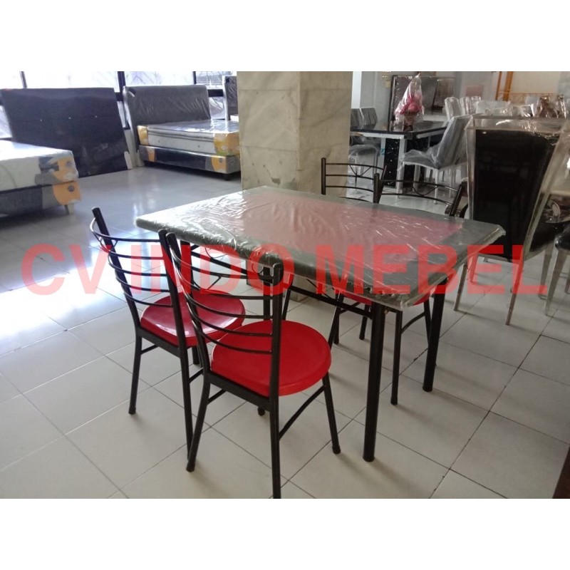 MERAH Dining Table lacker Chairs kfc Iron fiber ready makassar Red ...