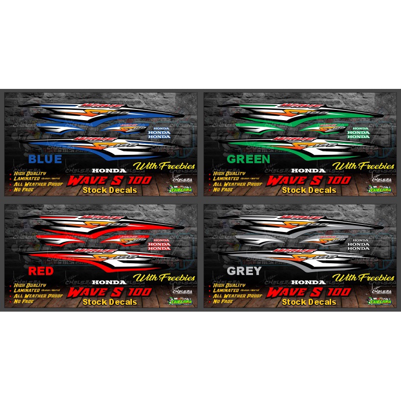Honda Wave S 100 Stock Decals / Stickers with freebies | Shopee Philippines