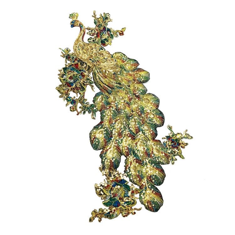 47*26CM Large Phoenix Sequins Embroidery Iron On Patches Decorative ...