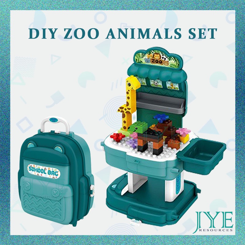JYE 2IN1 BOWA DIY Zoo Animals World Children Building Bricks Blocks ...