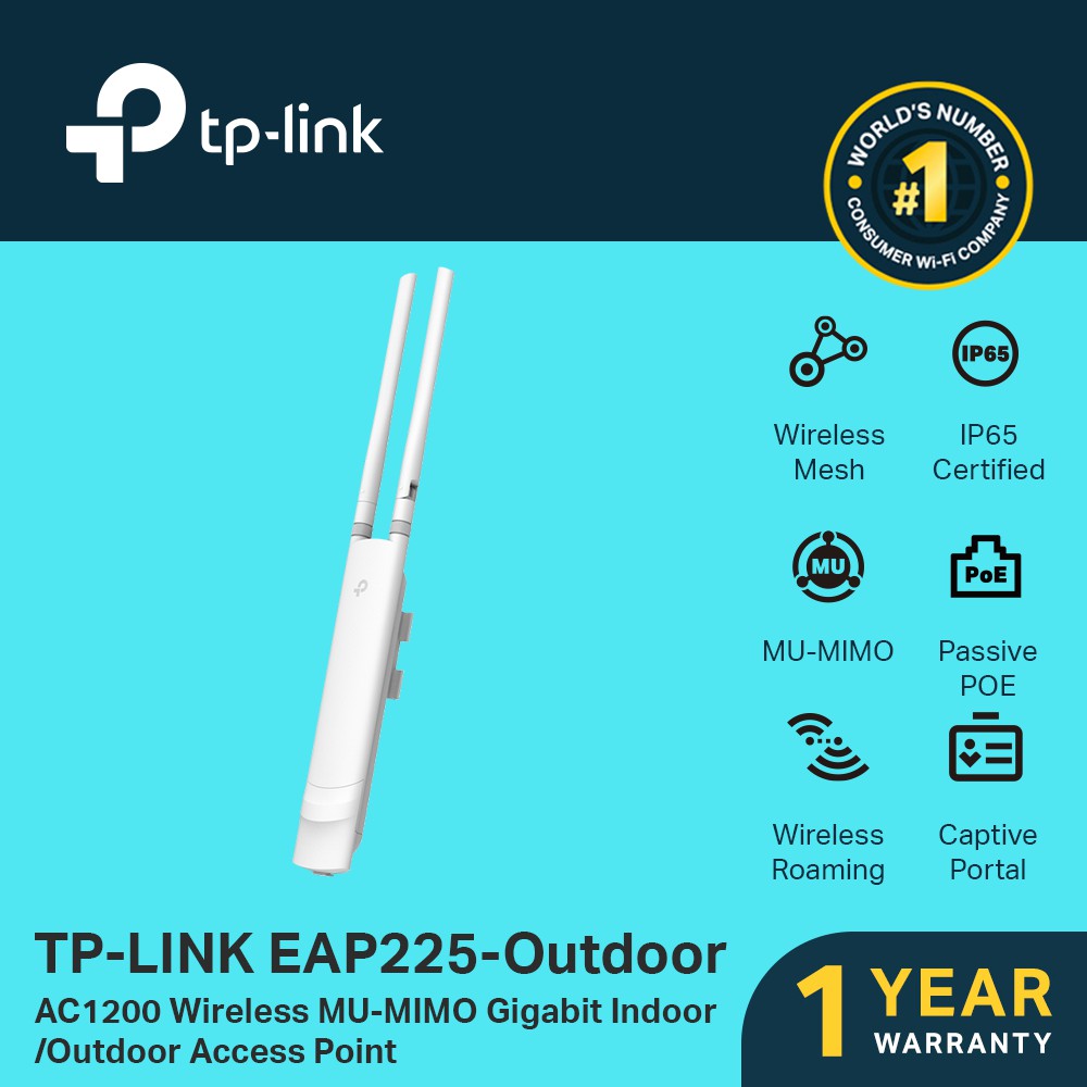 TP-Link EAP225-Outdoor Wireless MU-MIMO AC1200 Gigabit Indoor/Outdoor ...