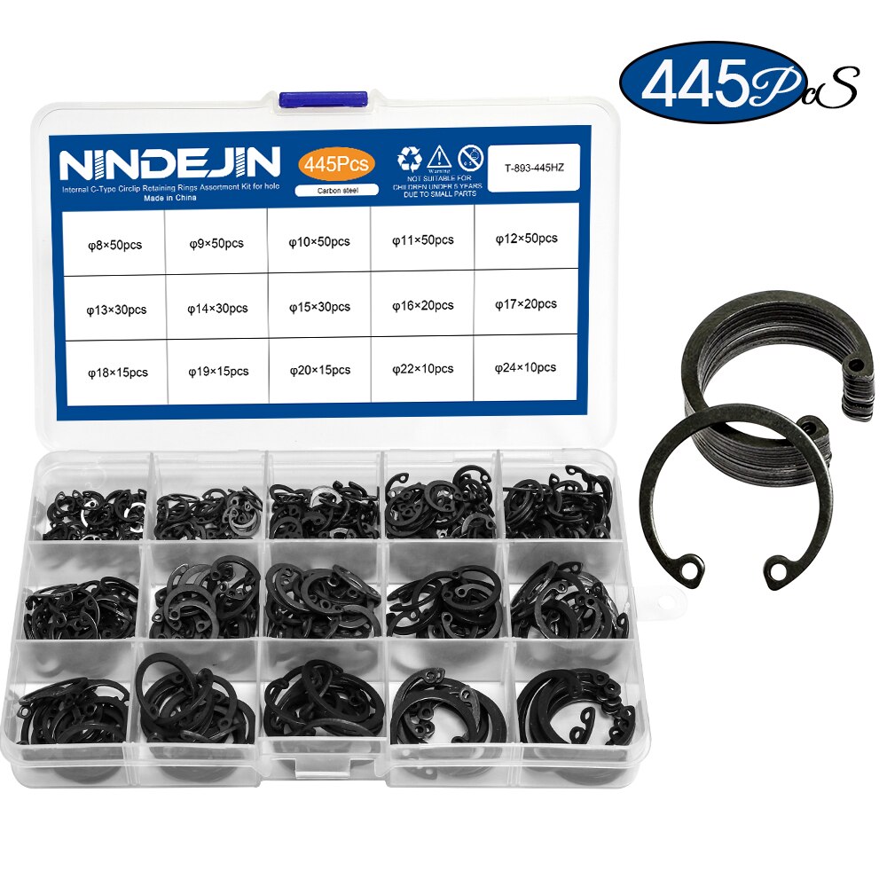NINDEJIN C Type Internal Circlip Retaining Rings Assortment Kit For ...