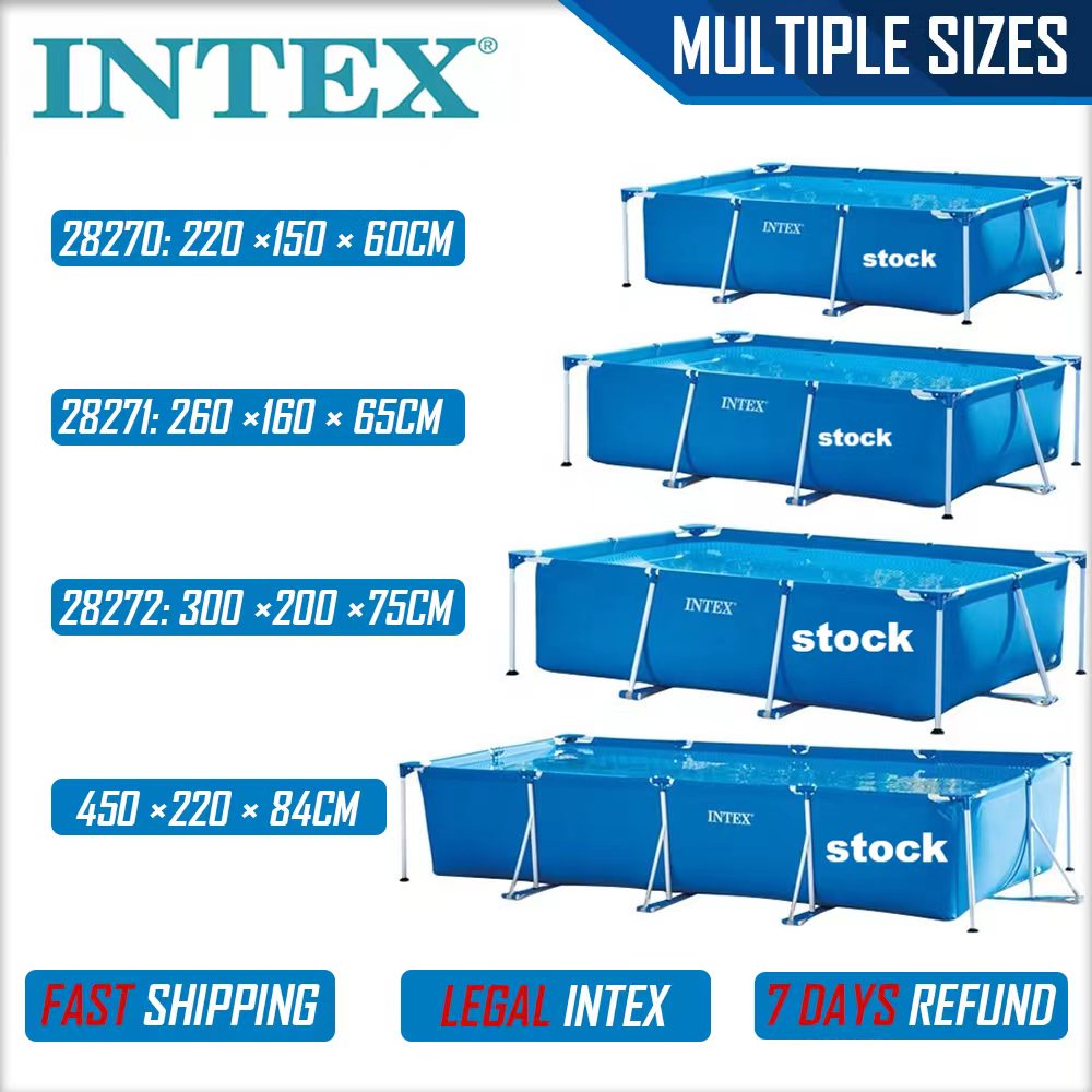 INTEX 4 Sizes Steel Pro Frame Pool Set Adult Family Kids Large Outdoor ...