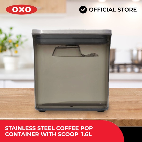 OXO Houseware Stainless Steel Coffee POP Container with Scoop 1.6L ...