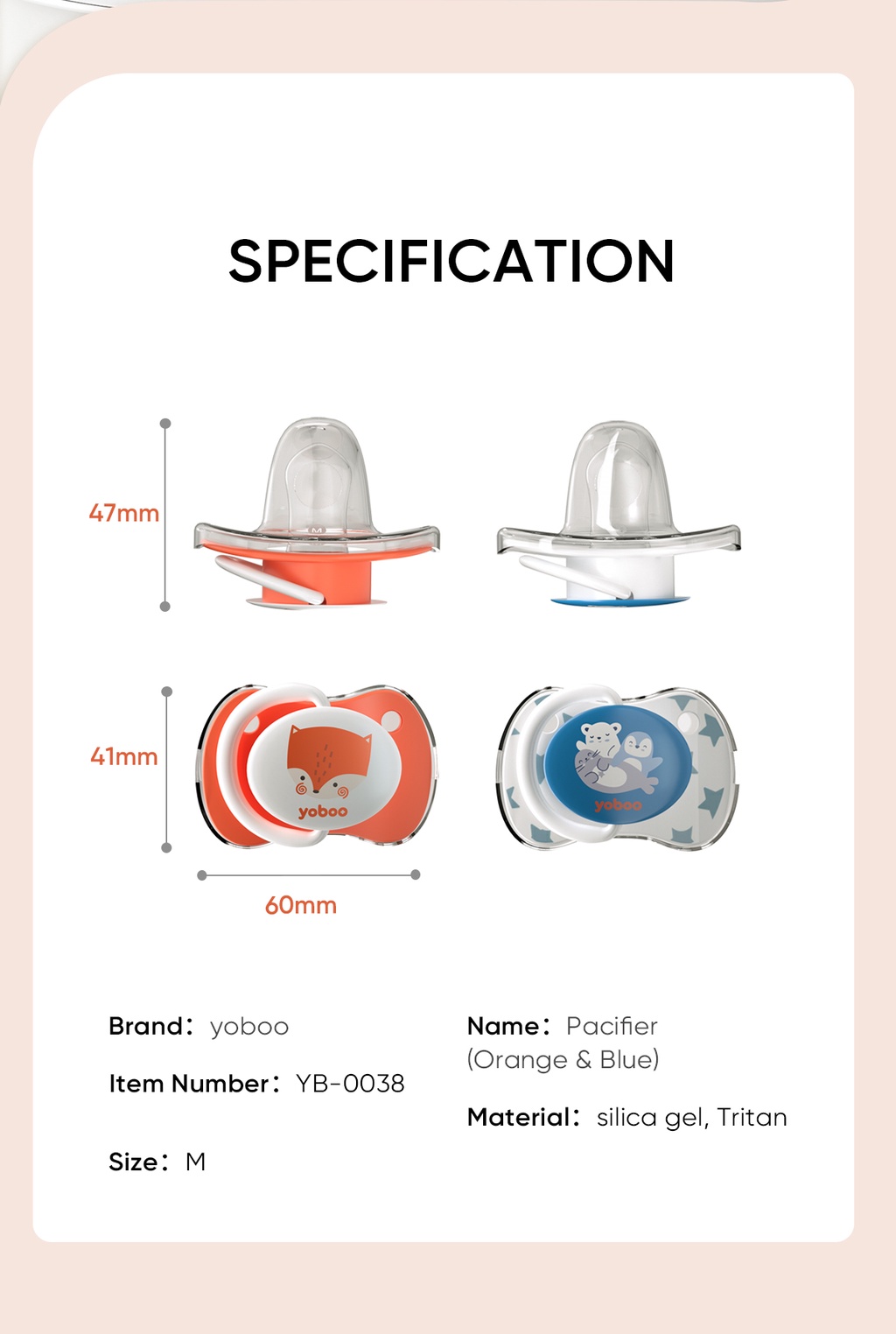 Yoboo Pacifier Medium Size | 2 PCS | Thin root design | Soft and Odor ...