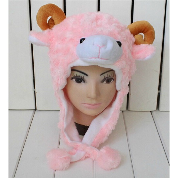 Topi Kambing Merah Jambu / Pink Goat Hat / Sheep Hat (Animal Hat ...