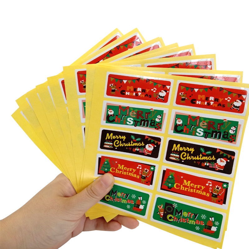 Merry Christmas Rectangle Stickers with Santa Mixed Designs (Sold per ...