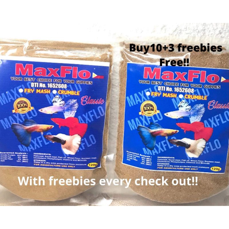 Maxflo guppy fish food feeds crumble and fry mashed classic | Shopee ...