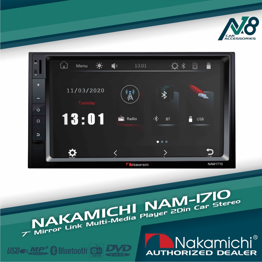 Nakamichi Nam-1710 Mirror Link 2DIN Car Stereo Built-In DSP with Free ...