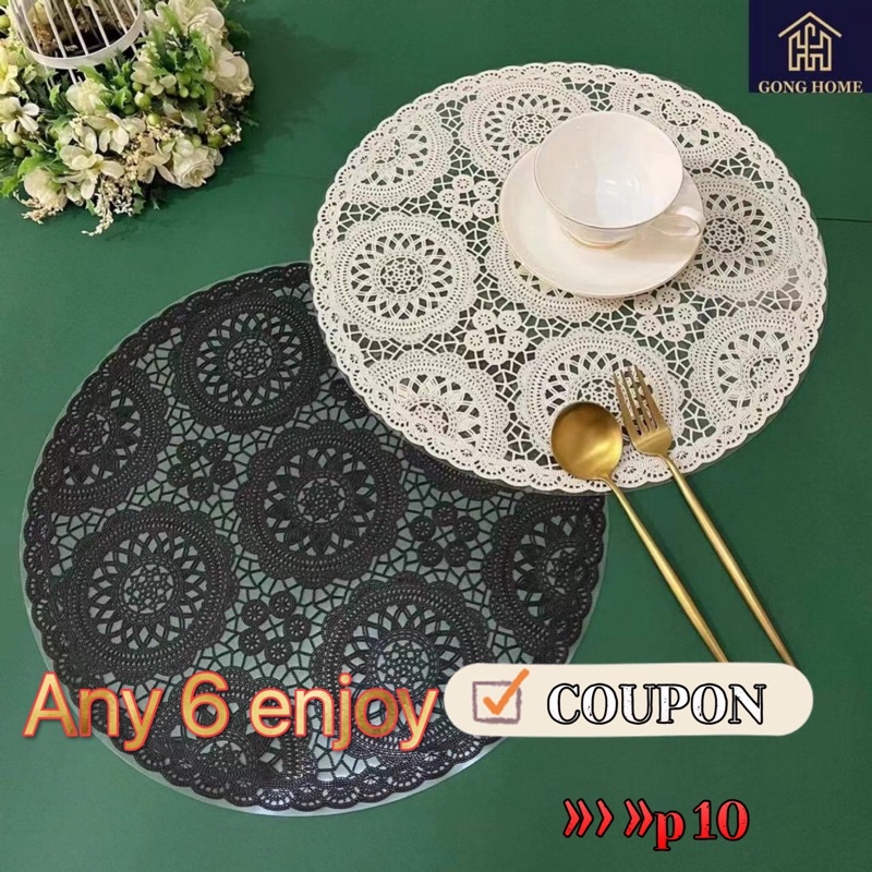 Round lace PVC placemat-38cm | Shopee Philippines