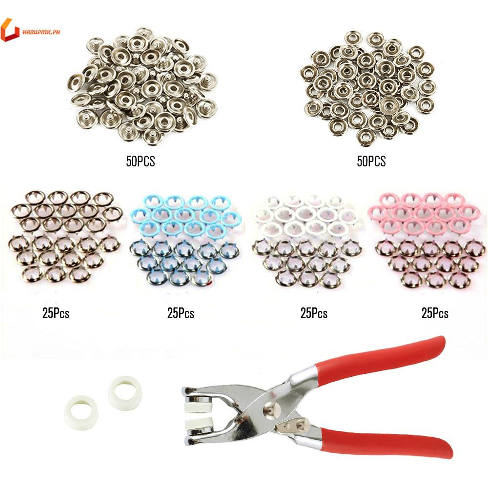 200pcs Snap Fasteners Tool Kit Mixed Colors Buttons Pliers Tool Kit ...