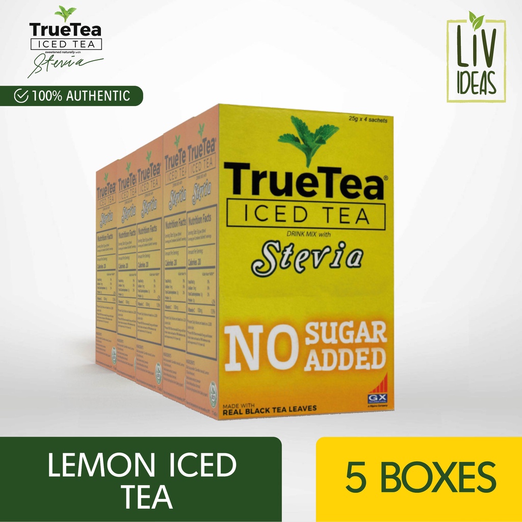 TrueTea Iced Tea with Stevia, Set of 5 Boxes (Diabetic Friendly ...