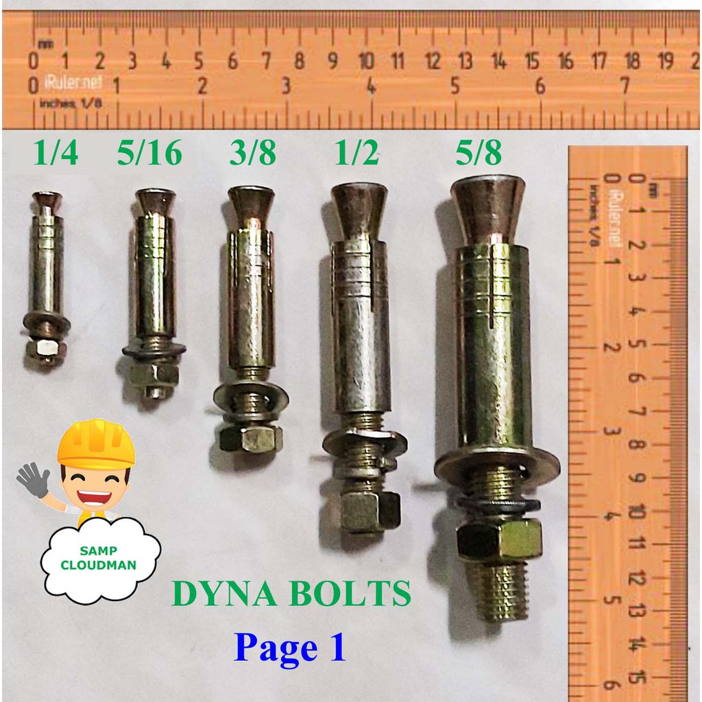 Dynabolts 1/4, 5/16, 3/8, 1/2, 5/8 Dyna Bolts, Expansion Bolt Sleeve ...