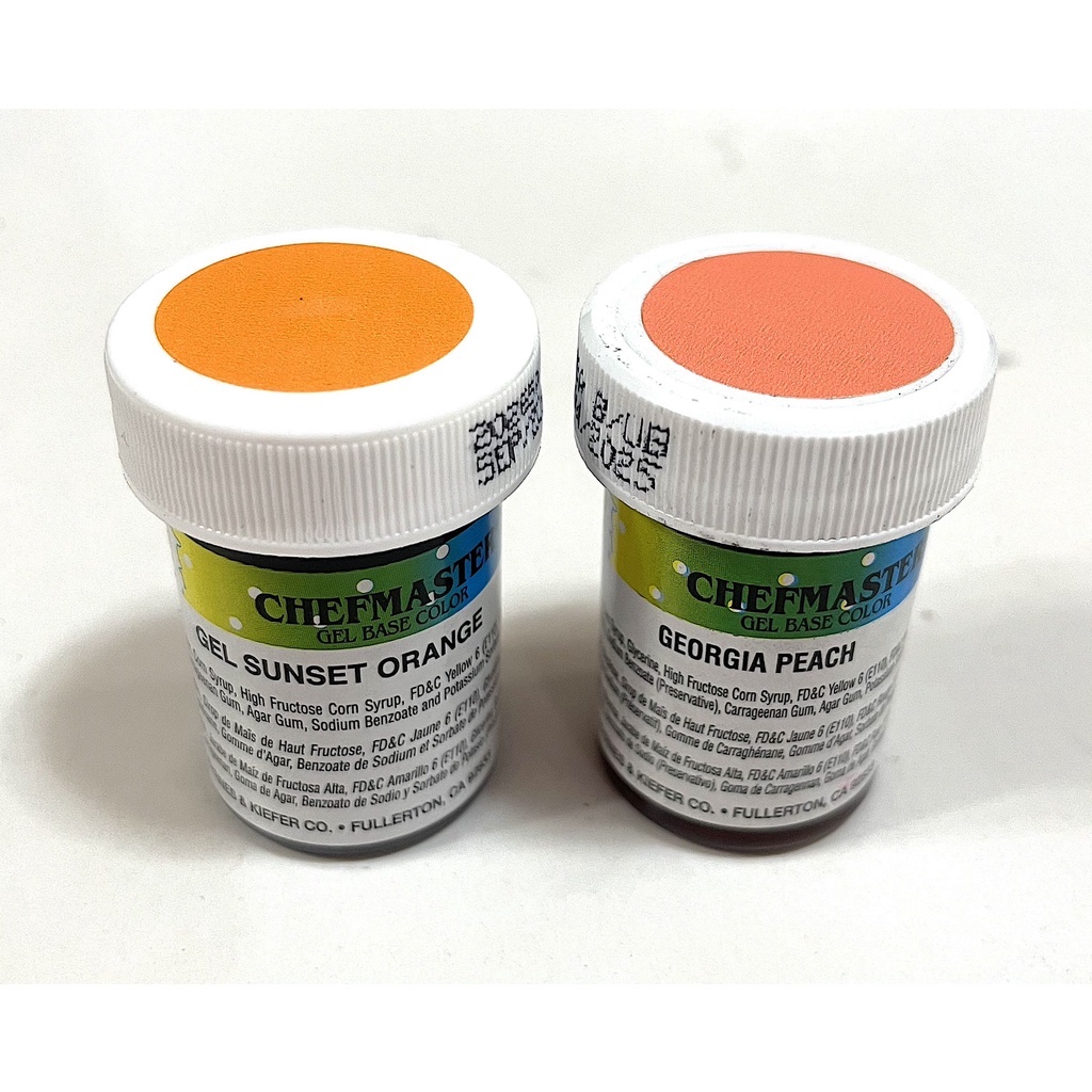 1 oz. Chefmaster gel base food color (sunset orange, georgia peach ...