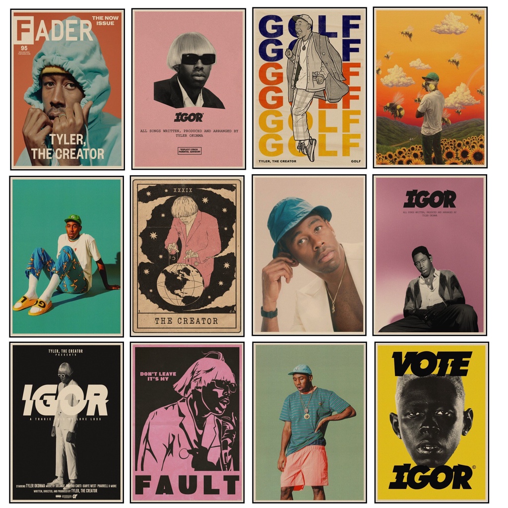 Tyler The Creator Hip Hop Rapper Star Retro Posters Wall Art Painting ...