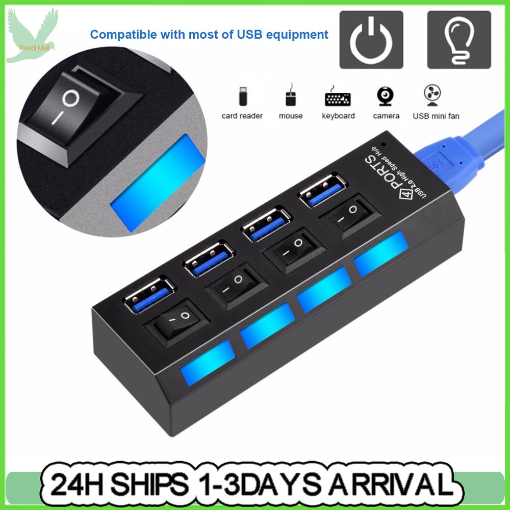 Multi USB HUB 4 Port USB Adapter Powered Splitter Converter Expander ...