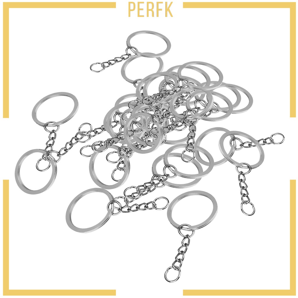 [PERFK] Gold Tone 20 Keyring Key Chain Findings Split Rings with Link ...