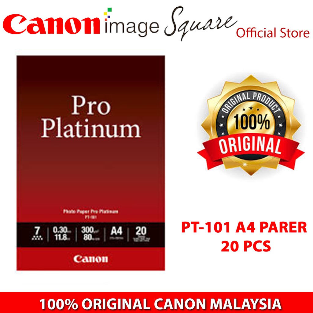 Canon PT-101 A4 20 Sheets Pro Platinum Photo GLOSSY Paper | Shopee ...