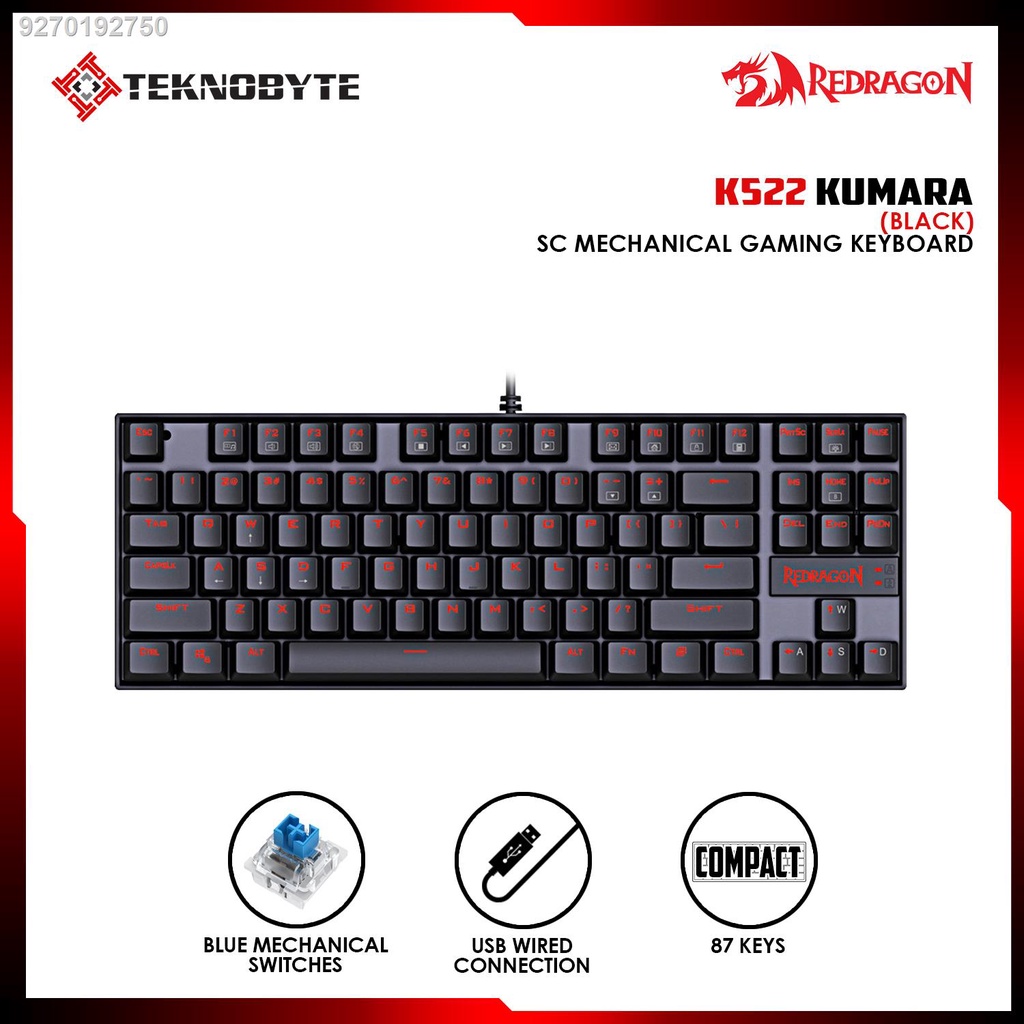 Redragon K552 KUMARA BLUE switch Backlit Mechanical Gaming Keyboard ...