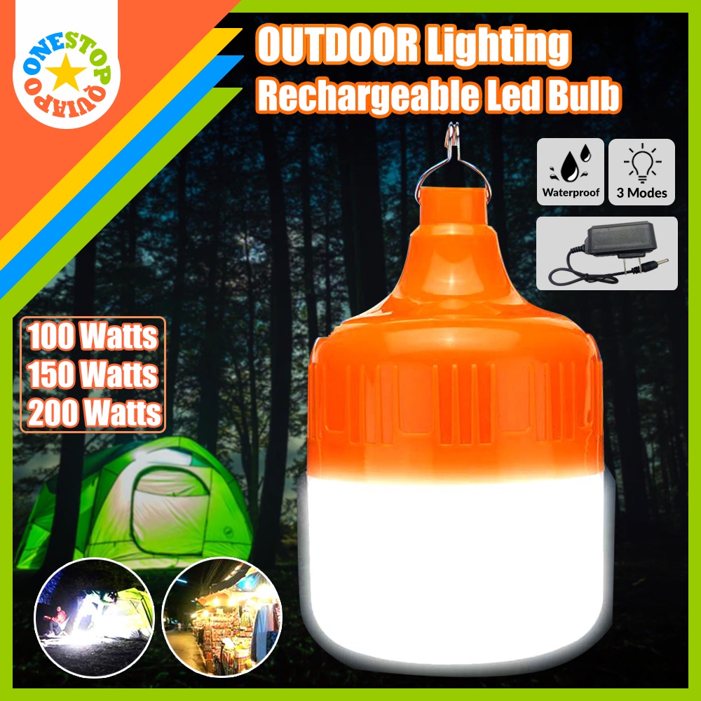 OSQ 100/150/200W Waterproof Rechargeable LED Outdoor Lighting Bulb Lamp ...