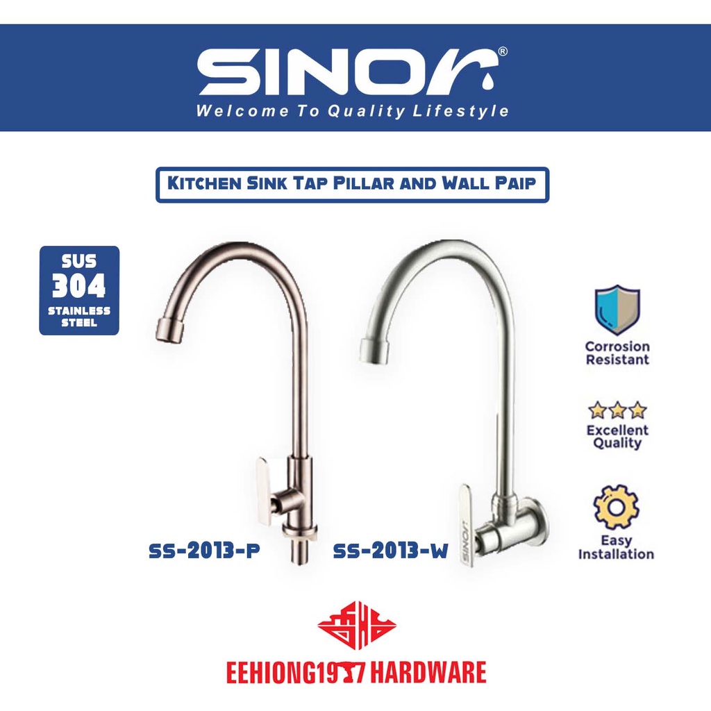 Sinor SS-2013-P SS-2013-W SUS304 Stainless Steel Kitchen Sink Tap ...