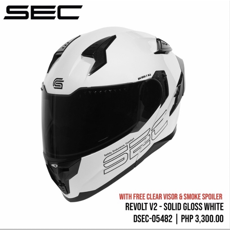 SEC REVOLT V2 Modular Dual Visor Helmet (Free Visor and Spoiler ...