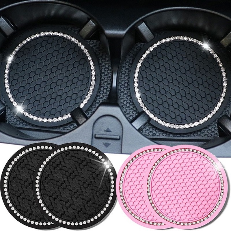 1Pc Non-slip Car Water Cup Pad Diamond-encrusted Rubber Mat Anti-skid ...
