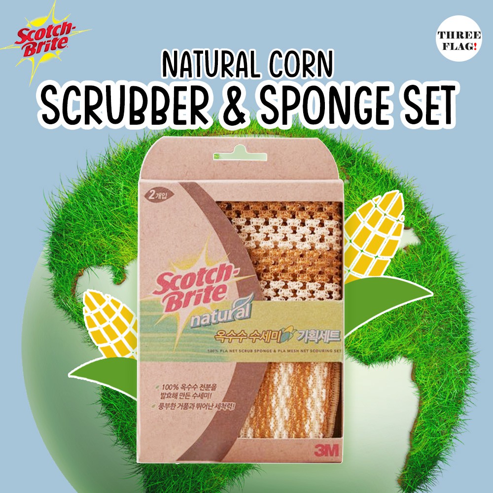3M Scotch Brite Natural Corn Mesh Scrubber 2p(Net+Mesh) | Shopee ...
