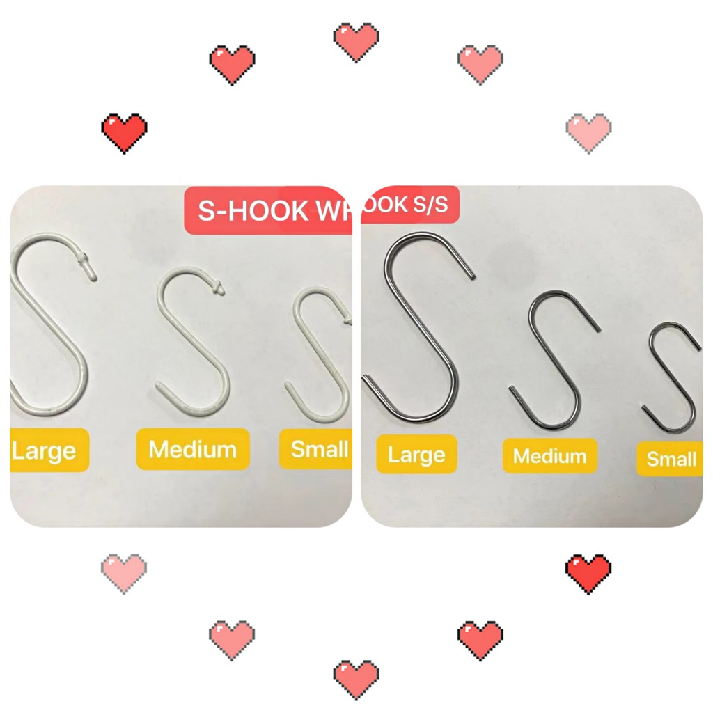 S hook white coated AND METAL hook 10pcs ONE PAK XPY | Shopee Philippines