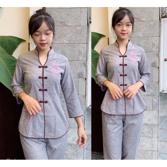 Buddhist set in Indian rough fabric (soft and cool fabric) | Shopee ...