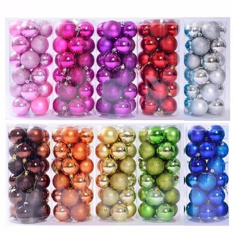24pcs Christmas Balls Glitter 4/6/8CM Christmas Balls Baubles Xmas Tree ...