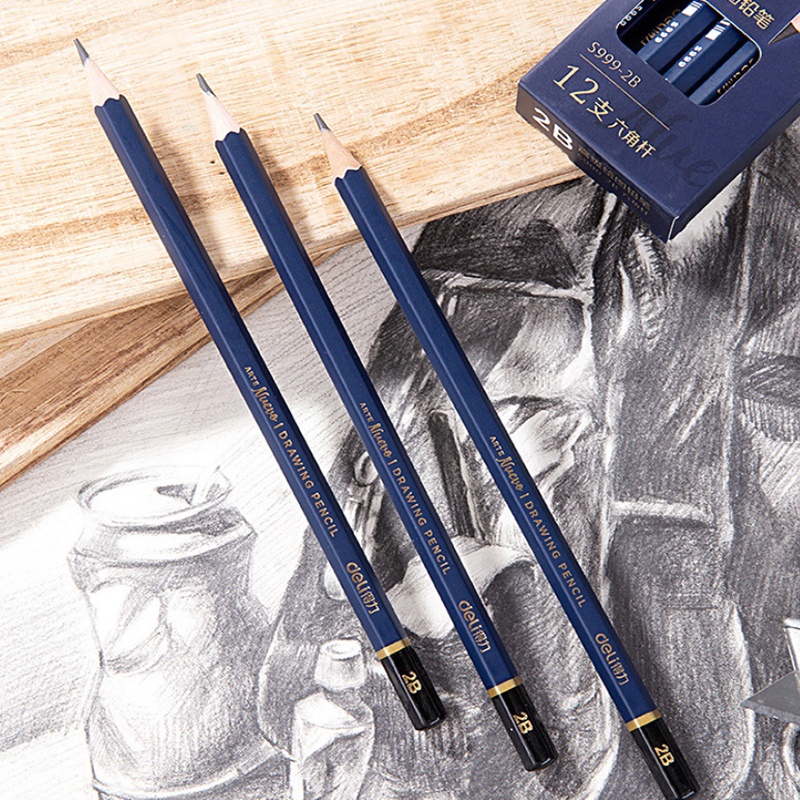 Deli B-14B Drawing Pencil Graphite Sketch Pencil Art Painting Supplies ...