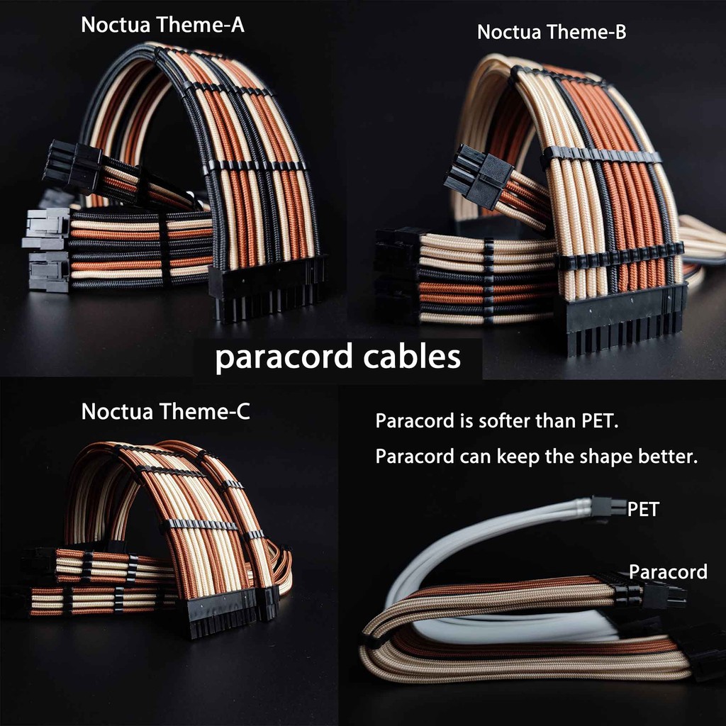 customized Noctua theme paracord extension kit PSU exntended cables ...