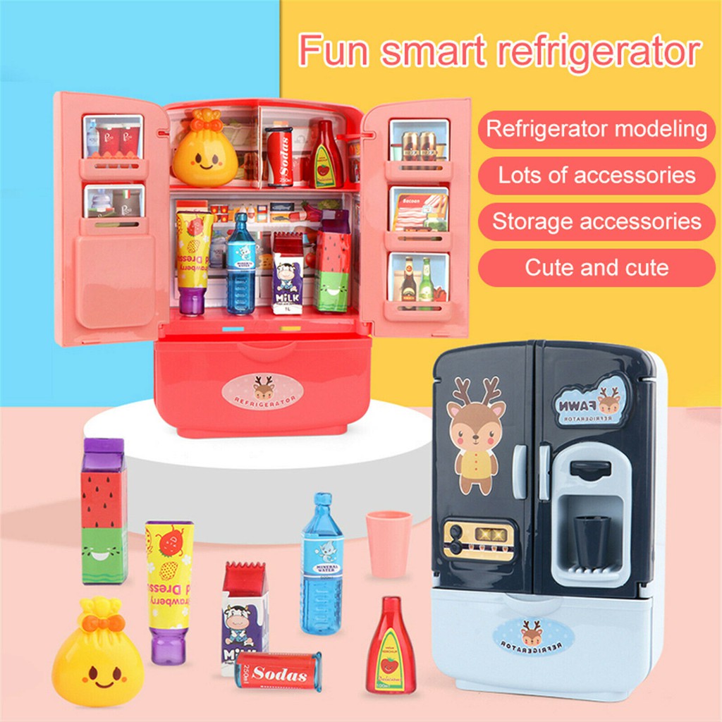 Toys for Kids Pretend Playset Simulation Double Door Refrigerator ...