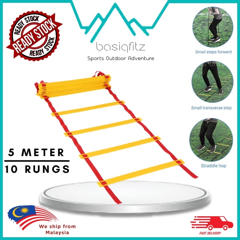 5M 10 Rungs Step Training Ladder Sport Precision Football Speed ...