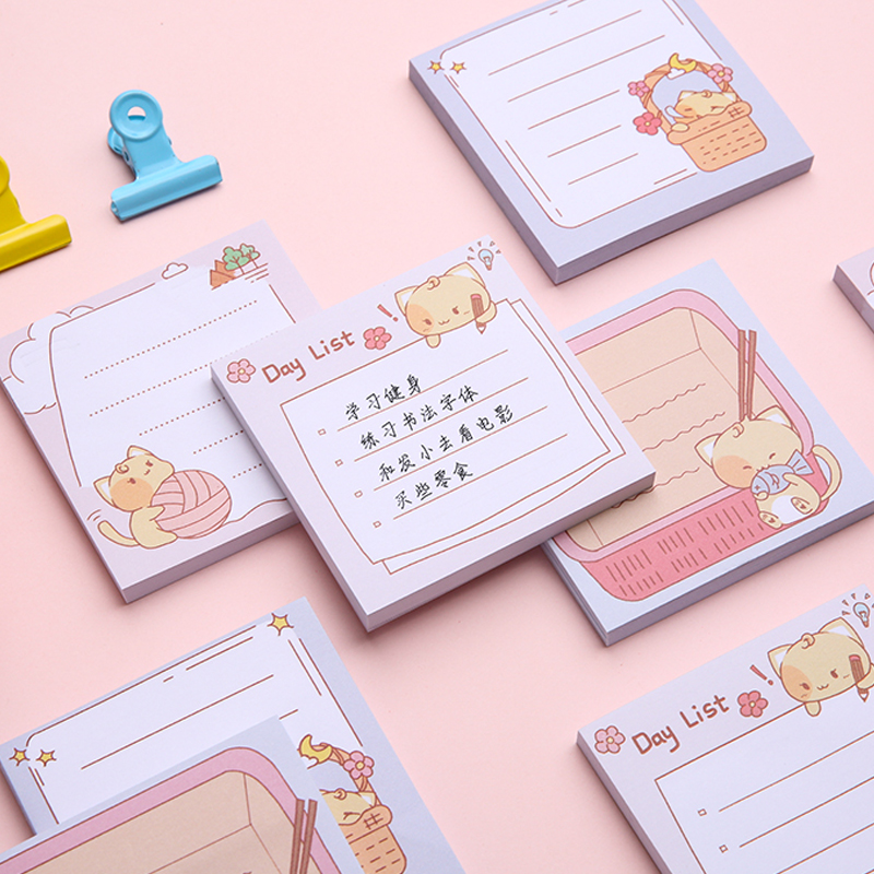 INS Creative Cartoon Sticky Note Notepad Cute Cat Notes School Office ...