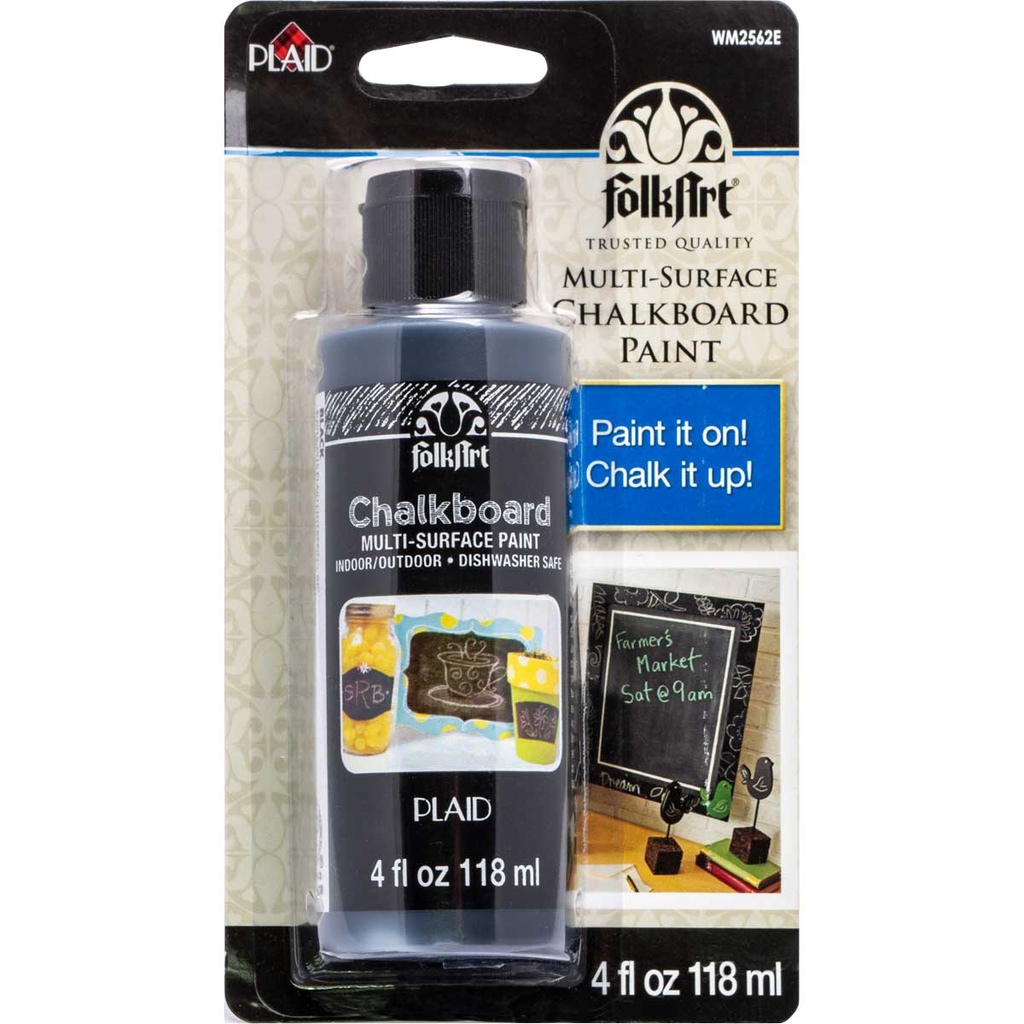 FOLKART Chalkboard Paint 2 oz - 8 oz Black (Multi-purpose, Water-based ...