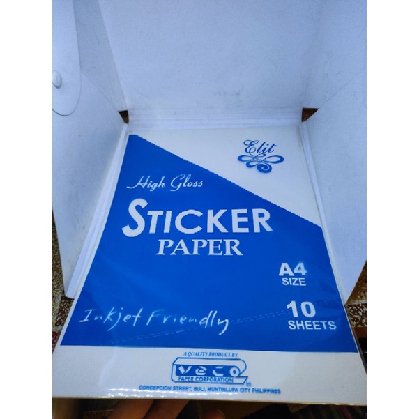 Veco Sticker Paper by 10 sheets A4 size ( matte / glossy ) | Shopee ...