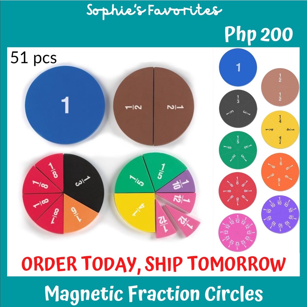 Fraction for kids 51pcs Magnetic Rainbow Fraction Circles Foam Math ...