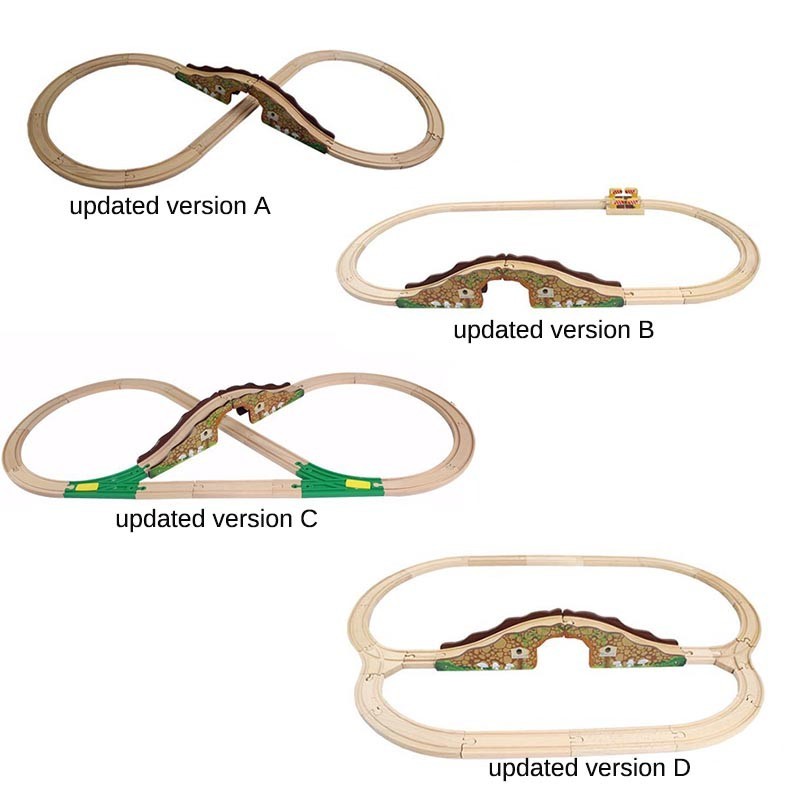 4 Models Wooden Train Railway Set Children Rail Toys Wooden Toys for ...