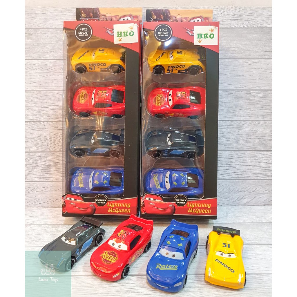 CARS Lightning McQueen Pull Back Diecast Car Toy 4PCS No.388 | Shopee ...